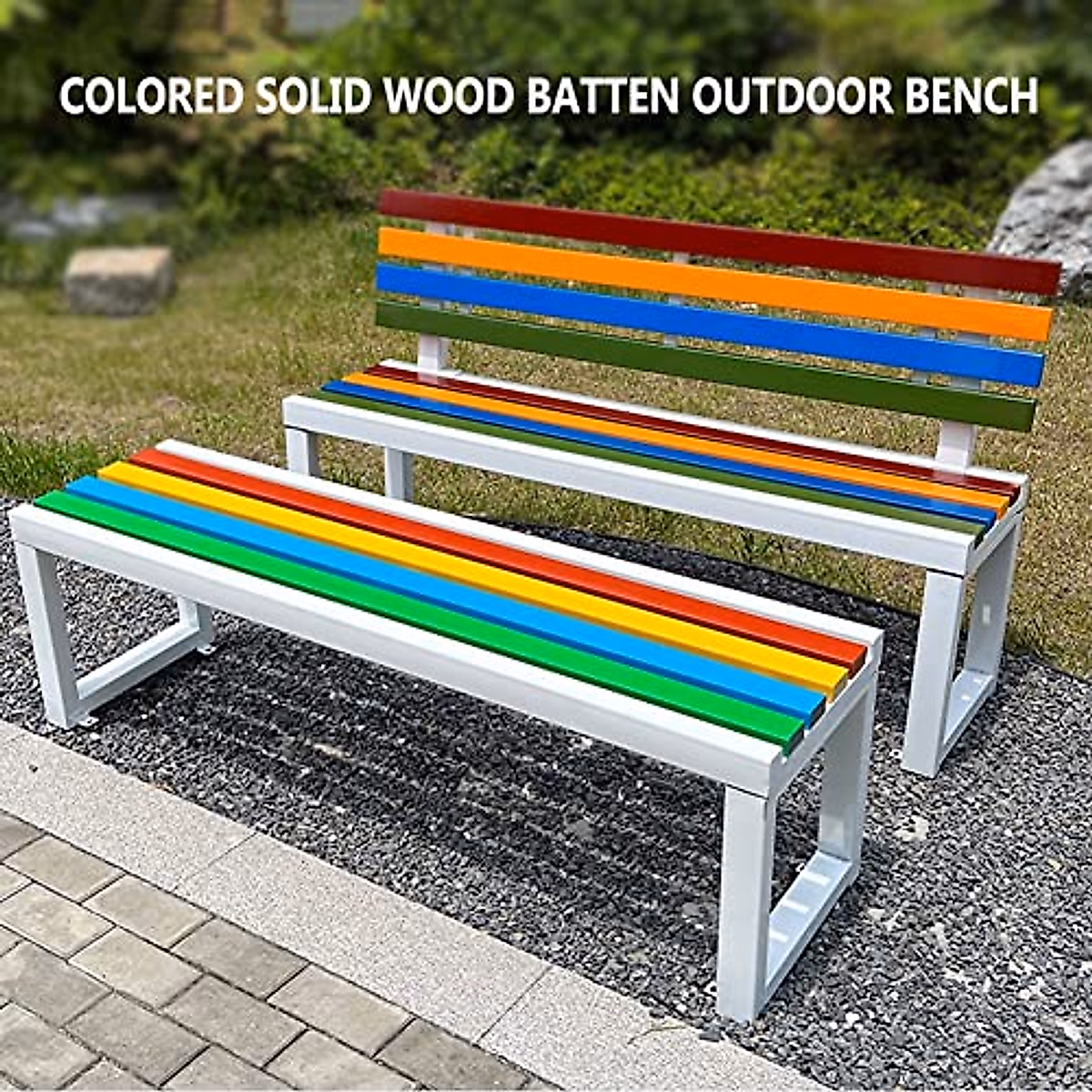 Outdoor Park Bench, 120-220CM Colored Iron Lounge Bench, Courtyard Park Gallery Square Weatherproof Bench (Size : 40X45X120CM)