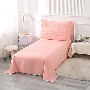 Wowelife 4 Pieces Toddler Bedding Set Tufted Pink, Upgraded Jacquard Tufts Lightweight Toddler Bed Set for Girls and Boys, Super Breathable and Comfortable for Toddlers(Pink)