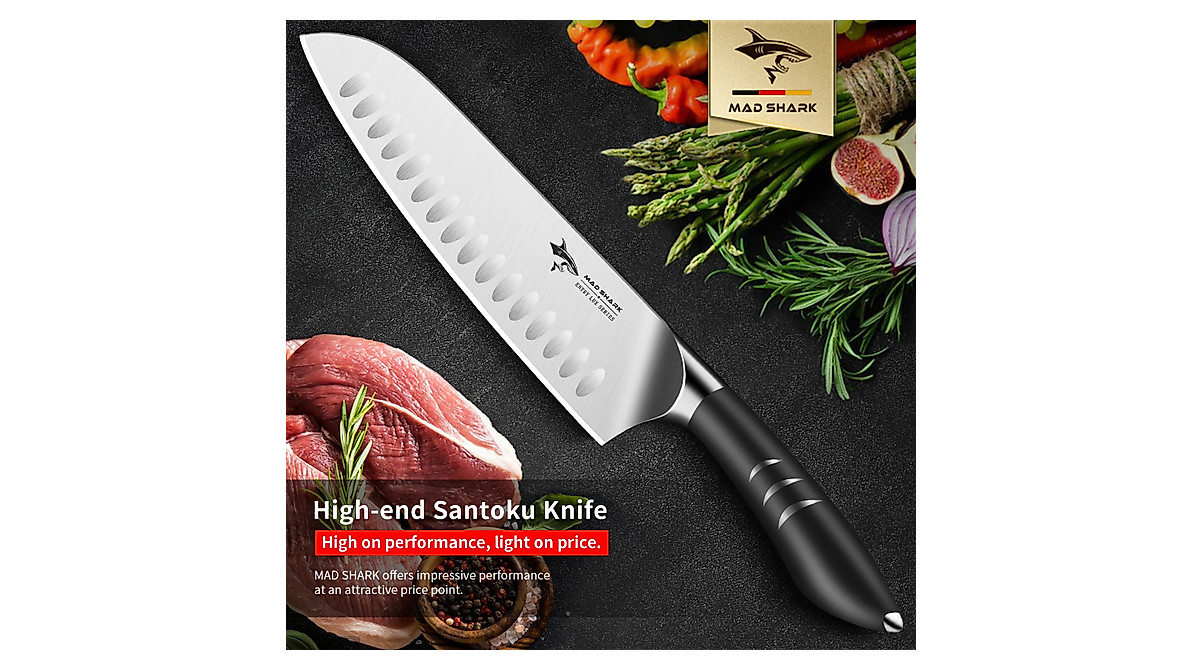 MAD SHARK 8" Santoku Knife - Ultra Sharp German Steel Chef