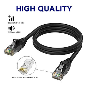 Adoreen Cat 6 Ethernet Cable 2 Ft-3 Pack,High Speed Short Patch Cables Network Cables, Soft Flexible Cat6 RJ45 LAN Internet Cable Cord Faster Than Cat 5e 5 Cable+15 Ties-Black+White+Blue