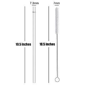 ALINK 55-Pack Reusable Clear Plastic Straws, 10.5 in Long Tumbler Replacement Hard Straws with Cleaning Brush