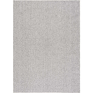 Hauteloom Mayes Living Room, Bedroom Area Rug - Farmhouse Solid Bubble Weave Carpet - Gray, White - 6'7" x 9'