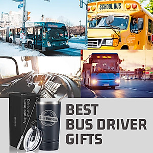 Bus Driver Appreciation Gifts - World's #1 Bus Driver - 20oz/590ml Stainless Steel Insulated Tumbler - Christmas, Thank you, Retirement, End Of Term School Gifts For School Bus Driver - (Black)