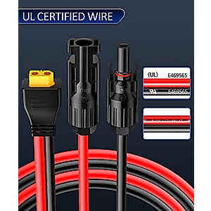 ELECTOP 10AWG Solar Connector to XT60 Adapter Connector Extension Cable, XT60 Plug Female Connector Solar Panel Connector Adapter Battery Charger Cable for Portable Power Station Solar Generator RV