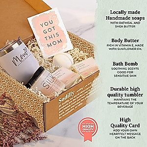 New Mom Gifts for Women - Est. 2023 Spa Basket w/ 12 oz White Tumbler Mothers Day Self Care Kit Relaxing after Birth Pregnancy First Time Moms