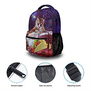 Granbey Space Taco Cat Laptop Backpack - Cute Universe Galaxy Burrito Kitten College Students Bookbags Beautiful Purple Nebula School Bags Travel Computer Notebooks Daypack