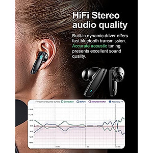 True Wireless Stereo Bluetooth Earbuds with Charging Case, Bluetooth 5.0 in-Ear Stereo Headphones, Built-in Mic, Premium Sound Earphones, Deep Bass, HiFi Audio, Sports Black