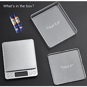 JOEAA Food Scale Digital Weight 3000g/0.1g Oz Grams and Ounces Kitchen Scale for Cooking Baking with Backlight LCD Display, Tare, 9 Units, Auto Off, 2 Trays, Batteries Included - Stainless Steel