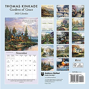 Thomas Kinkade Gardens of Grace with Scripture 2023 Wall Calendar
