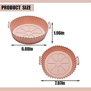 2 Pack Air Fryer Silicone Liners Pot, Fit for 3.8 to 9.5 QT Air Fryer, Food Grade Reusable Air Fryer Baking Silicone Tray Basket Bowl, Replacement of Flammable Disposable Parchment Paper (Red + Pink)