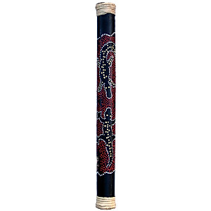 Bamboo Rainstick with Painted Aboriginal Design, 24 inches long