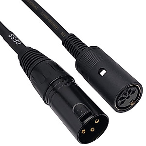 CESS-255 MIDI to XLR Cable, Female 5-Pin MIDI to 3-Pin XLR Male Plug Adapter for Fog Machines and MIDI to XLR Conversion Devices, 6 Inches, 2 Pack