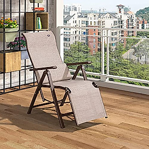 PURPLE LEAF Outdoor Zero Gravity Lounge Chair Patio Wicker Rattan Recliner Chairs Beach Pool Lawn Camping Indoor Office Deck Lounger Chair for Outside Folding Reclining Chair, Coffee