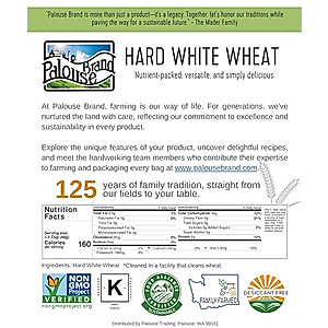 Non-GMO Project Verified Hard White Wheat Berries | 5 LB Burlap Bag | 100% Non-Irradiated | Kosher Parve | USA Grown | Field Traced
