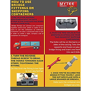 Mytee Products (4 Pack) SEA Rail Shipping Container Bridge Fittings Clamp - 380 mm Clamp - Used to Connect Shipping Containers Together