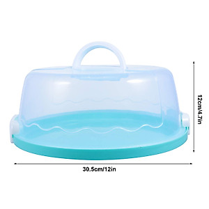 DOITOOL Plastic Portable Cake Box Dish Food Covers Locking Cake Carrier Holder Round Bread Container Cheese Cloche Dome for Food Cake Takeaway Supplies Blue