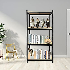 Qimu 4-Tier Storage Shelf Steel Storage Rack Heavy Duty Shelving Unit,Bolt-Free Assembly Adjustable Shelves Multipurpose Shelf Warehouse Basement Kitchen Living Room Pantry,162cm x 80cm x 40cm