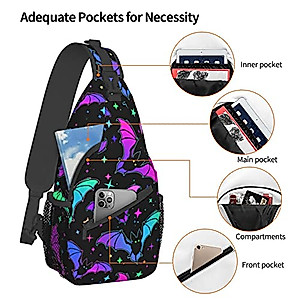 Fylybois Bat Sling Bag For Men Women Crossbody Chest Backpack Daypack Shoulder Bags