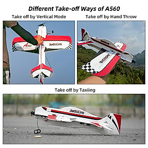Radiolink A560 Ready to Fly (RTF) 3D RC Airplane 580mm Wingspan with Byme-A Gyro FC, 6 Flight Modes, Brushless Motor 15A ESC RC Plane, T8S TX & R8XM RX Voltage Telemetry for Beginner or Experienced