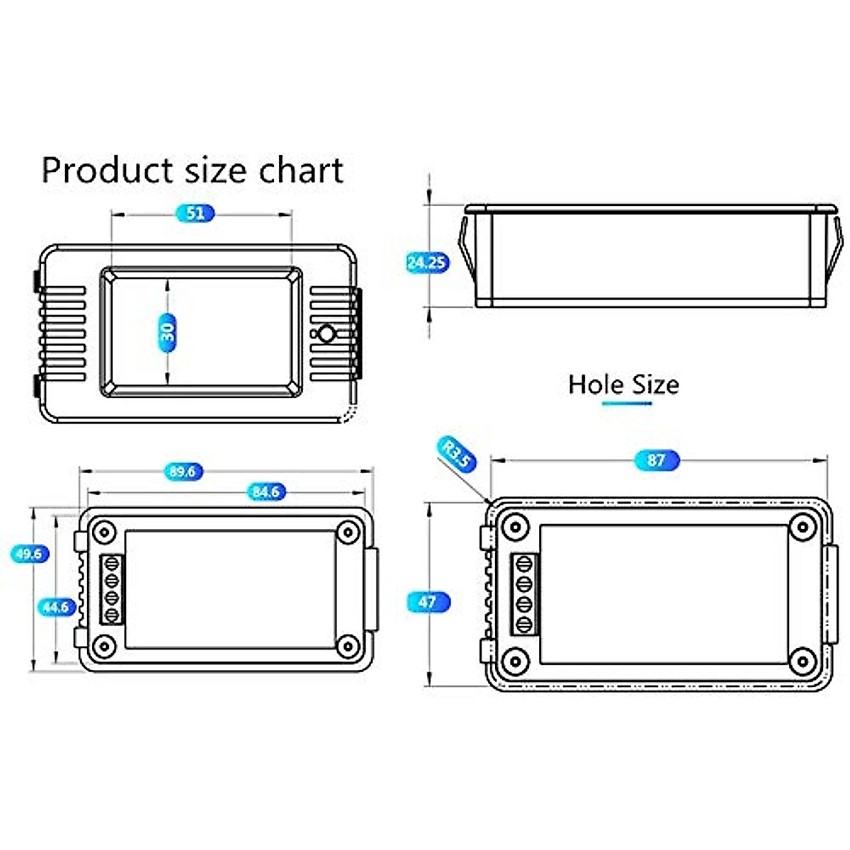 KNACRO AC 80V-260V Current Voltage Amperage Power Energy Panel Meter LCD Digital Display Ammeter Voltmeter Multimeter (100A(Current CT))