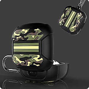 Tamiia for Samsung Galaxy Buds Pro 2 Case (2021) Samsung Galaxy Buds Pro Case (2021)/Galaxy Buds Live Case (2020)，Camo Black Soft Silicon，Night Luminous ，Comes with a Aluminum Carabiner
