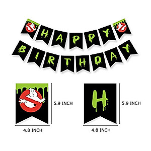 Ghost Busters Inspired Happy Birthday Banner, Horror Theme Bday Party Sign, Ghostbusters Halloween Bunting Decoration
