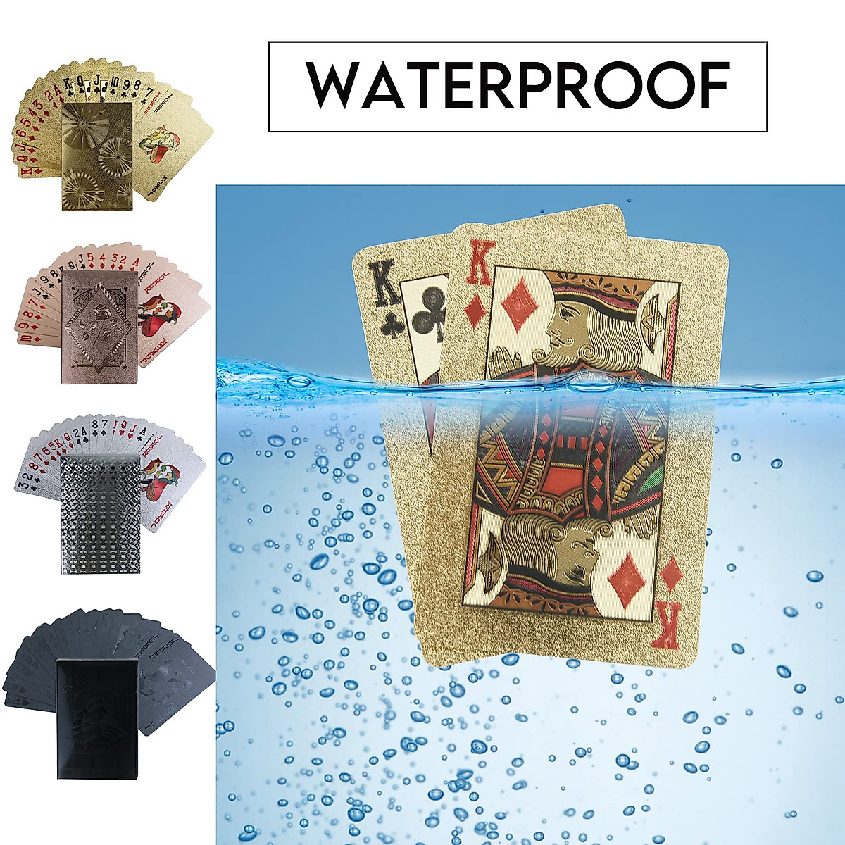 FMOACEN 4 Decks Waterproof Playing Cards Plastic Black Rose Gold Playing Card Foil Poker Cards Themed Standard Playing Card Games for Adults Family Game Party