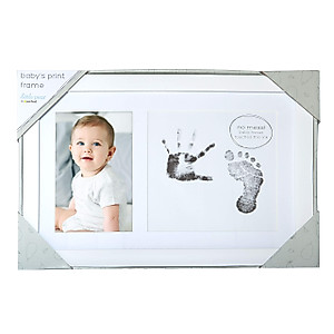 Little Pear Baby Handprint & Footprint Frame, Gender-Neutral Baby Prints Frame, Baby Girl or Baby Boy Prints Picture Frame, White