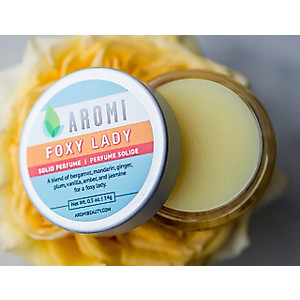 Aromi Solid Perfume | Floral Fragrance – Vegan & Cruelty-free Scent, Travel-Sized, Women’s Stocking Stuffer – Jasmine, Vanilla, Honeysuckle, Mandarin (Foxy Lady)