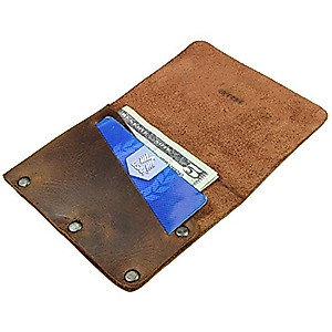 Hide & Drink, Leather Riveted Card Holder, Cash Wallet, Travel Case Organizer, Accessories, Handmade Includes 101 Year Warranty :: Bourbon Brown
