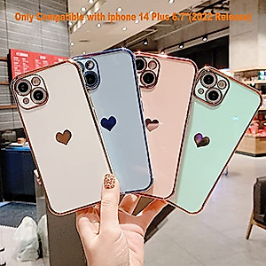 JFWEN Compatible with iPhone 14 Plus Case Cute Plating Love Heart Shockproof Protective Slim Thin Soft Silicone Electroplated Phone Cover for iPhone 14Plus 6.7 inch 2022 (White)