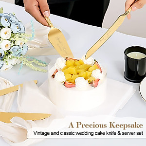 vomiceak Wedding cake knife and server set, personalized gold cake serving set, Engraved cake cutting set for wedding, Pie server pizza cutter, bridal gift(CUS-Flower)