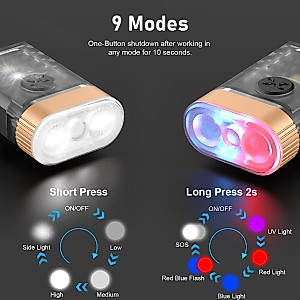 LED Small Powerful EDC Flashlight, 365nm UV Black Light, Mini Led Flashlight 1500 LM, USB C Rechargeable Mini Keychain Flash Light with Clip, Tail Magnet, 9 Modes, Waterproof Pocket Flashlights 2 PC