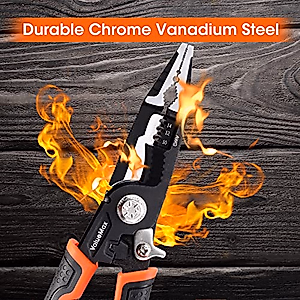 ValueMax 6-in-1 Wire Stripper, 8.5" Wire Stripper and Crimping Tool, CR-V Multifunctional Professional Wire Stripper Cutter for Electric Cable