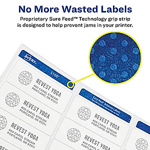 Avery High Visibility Printable Round Labels with Sure Feed, 2.5" Diameter, White, 300 per Pack, 2 Packs, 600 Customizable Blank Labels Total (45294)