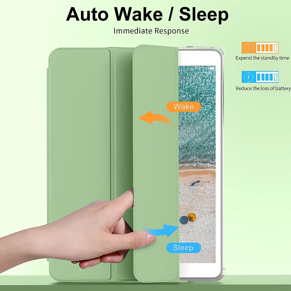 Aoub Case for iPad Air 3rd Generation/Pro 10.5, Trifold Stand Auto Sleep/Wake Slim Smart Cover Frosted Translucent Soft TPU Shockproof Case with Pencil Holder for Air/Pro 10.5 inch, Light Green