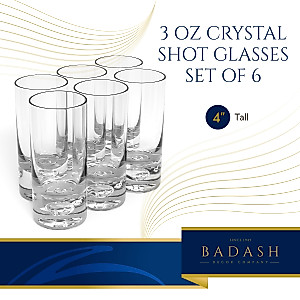 Badash Galaxy Crystal Shot Glasses - 4" Tall 3oz Lead-Free Glassware Set of 6
