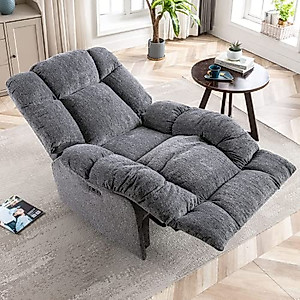 INZOY Electric Power Recliner Chair with USB Charge Port, Electric Reclining Recliner with Upholstered Seat, Overstuffed Single Sofa for Living Room Bedroom, Dark Grey