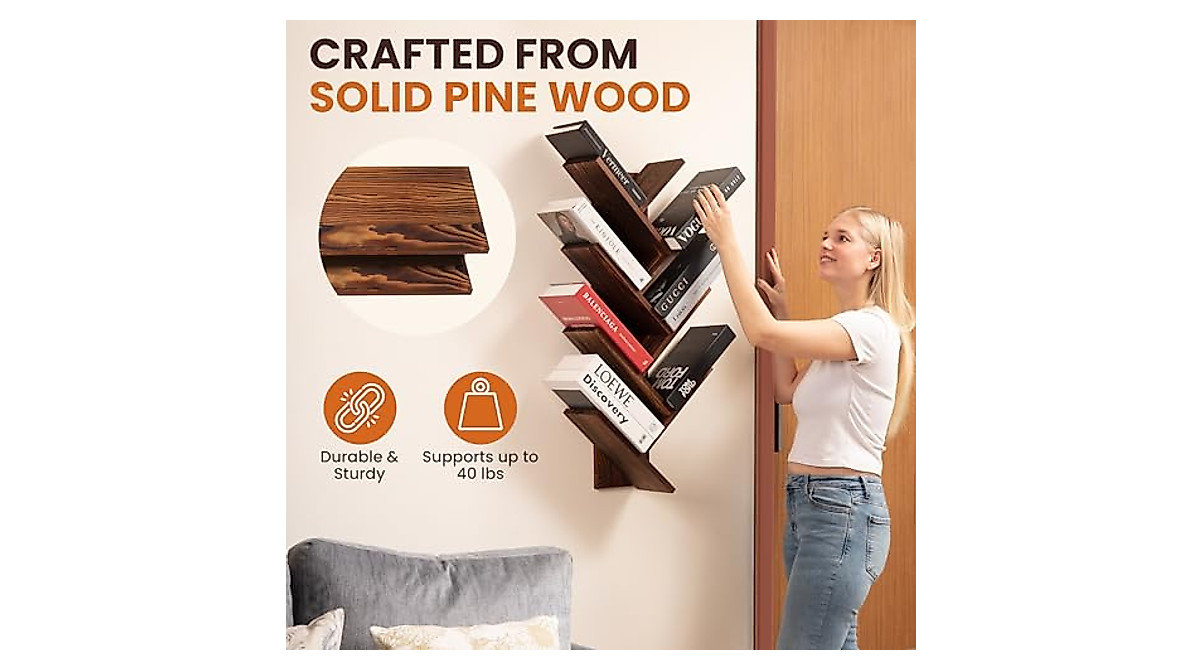 FreshDecor 7-Tier Tree Bookshelf Brown - Space-Saving & Stylish