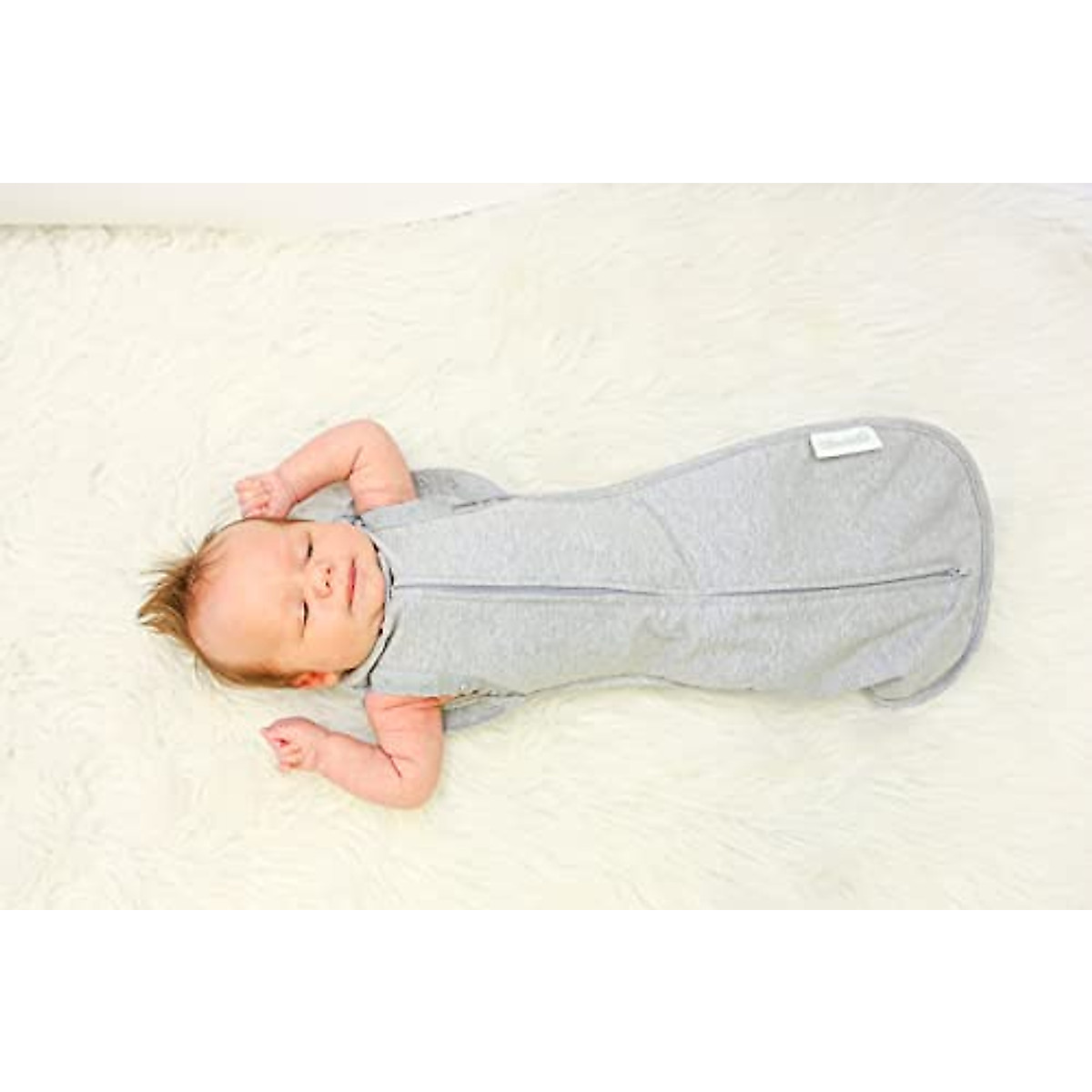 Woombie Convertible Baby Swaddling Blanket I Swaddle Converts to Arms-Free Wearable Blanket for Babies Up to 6 Months, Grey, 14-19 lbs