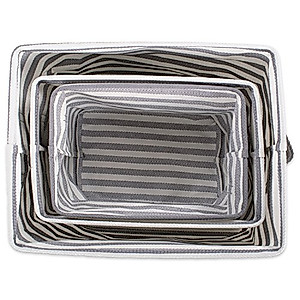 DII Cabana Stripe Laundry Collection, Waterproof Hamper, Assorted Rectangle, Black, 3 Piece