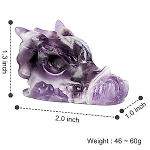 Artistone 2" Crystal Dragon Head Skull Statue, Hand Carved Realistic Dragon Gem Figurines Healing Stone Sculpture for Home Decor with Gift Box