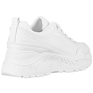ILLUDE Women's Platform Lace up Sneaker Lightweight Casual Everyday Walking Fashion Sneakers Shoes (7, White)