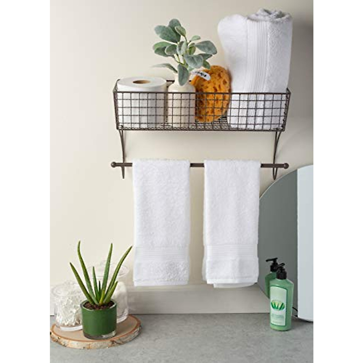 DII Rustic Farmhouse Bathroom Décor, Metal Storage, Large Towel Bar, Rustic