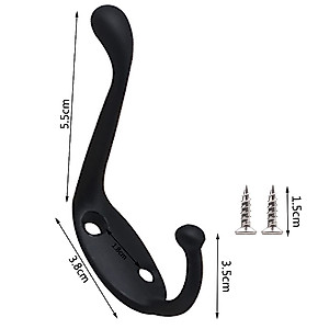 Hoshen 6 Pieces of Retro Wall Hooks, Coat Rack Hooks, European Style Living Room, Bedroom, Cloakroom, Indoor and Outdoor Retro Home Decoration, Including 12 Screws - Black