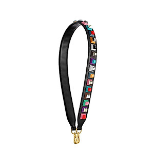 Womens Flower Jewel Decor Leather Purse Chain Strap for Handbag Handle Fashion Shoulder Straps for Bag Lady Wallet Accessory