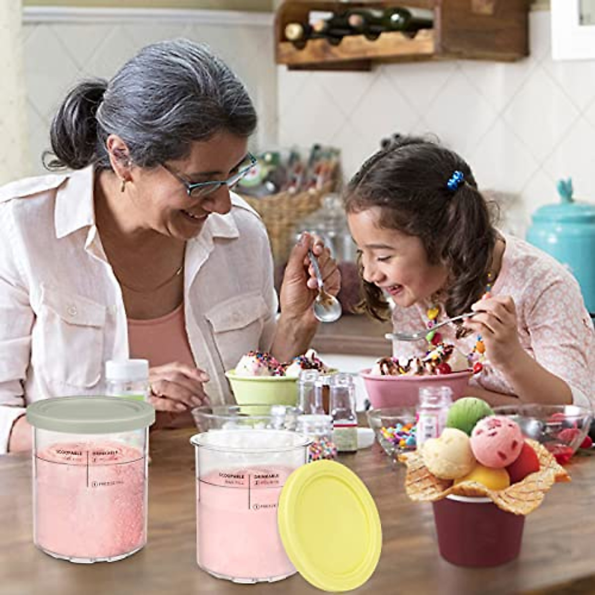 LOMILD Ice Cream Containers 24 oz, Replacement for Ninja Creami Deluxe Pints and Lids - 2 Pack, Compatible with NC500 NC501 Series Deluxe Ice Cream Makers, Dishwasher Safe & BPA-Free