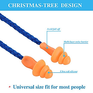 100 Pairs Corded Ear Plugs Silicone Noise Reducing Blocking Cancelling Soft Reusable Rubber Hearing Protection Earplugs for Sleeping Swimming Snoring Sports Racing