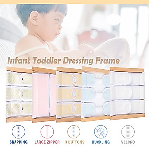 Montessori Wooden Toys for Dressing Learning Board Learning Basic Dressing Skills - Buttons, Snaps, Zippers, Belt Buckles & Velcro for 1 2 3 Year Old Toddlers Sensory Toy Gifts(3 Buttons)