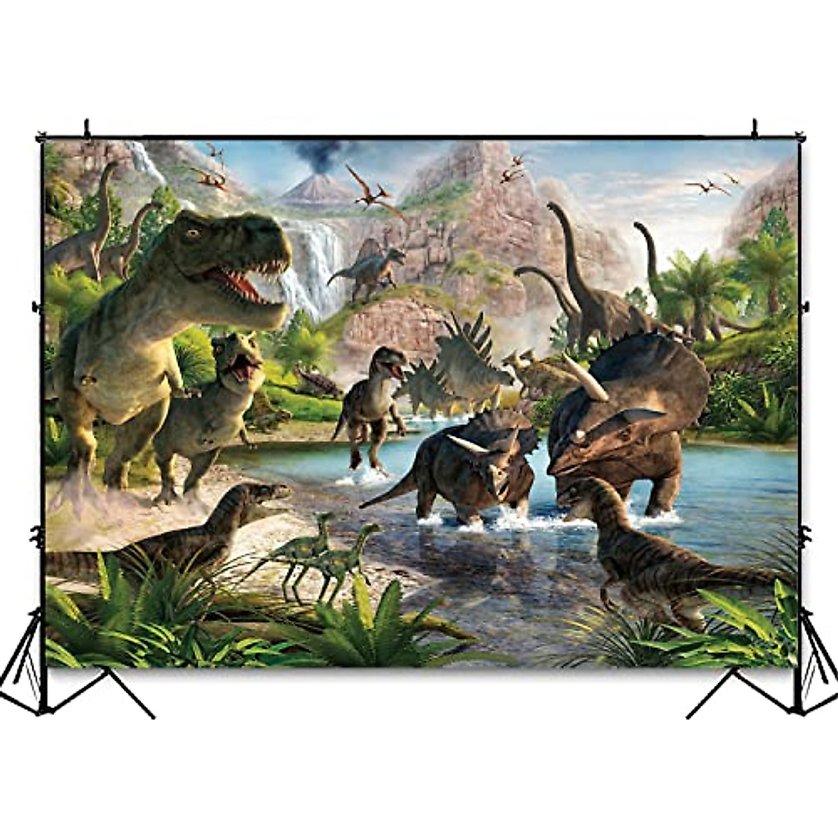 PASRLOLV 7x5ft Dinosaur Photo Backdrop, Dinosaur Park Theme Backdrop, Dinosaur Photography Background for Boy Girl Birthday Party Banner Newborn Baby Shower Decoration Photo Booth Prop, Vinyl